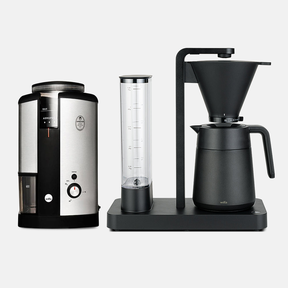 Wilfa Performance Thermo Coffee Maker and Svart Coffee Grinder (Silver ...